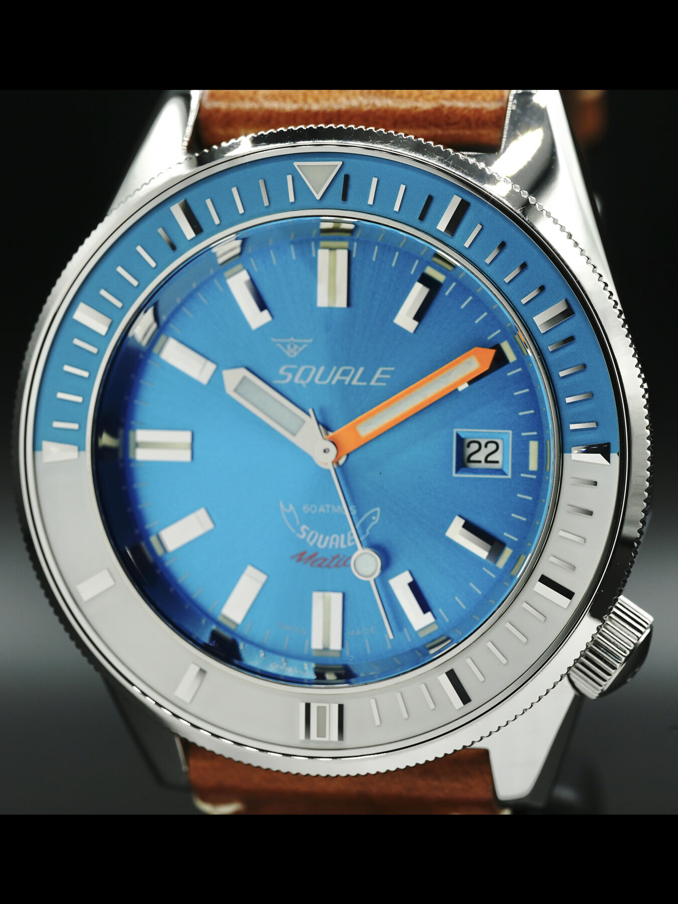 Squale Matic Light Blue on Strap MATICXSE.PTC - Exquisite Timepieces