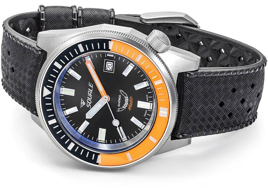 Squale Matic Orange Bezel on Strap MATICXSC.HT - Exquisite Timepieces