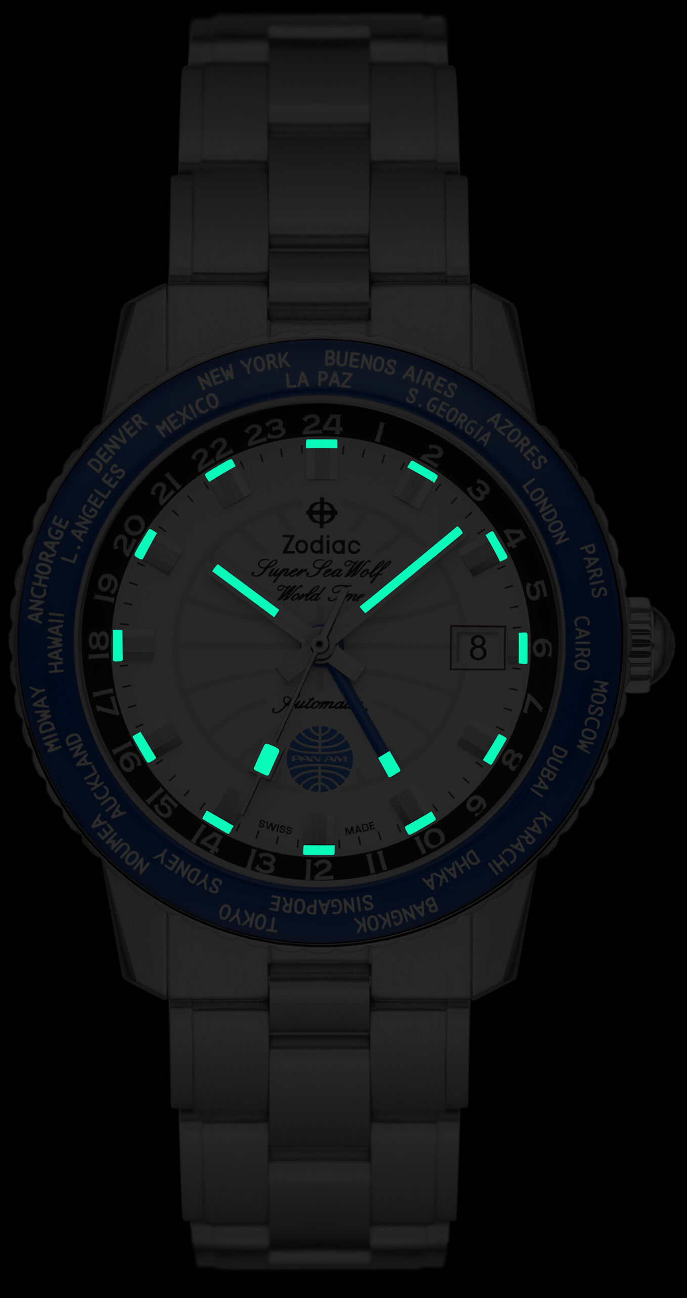 Zodiac ZO9412 Super Sea Wolf 'Pan Am' World Time - Exquisite Timepieces