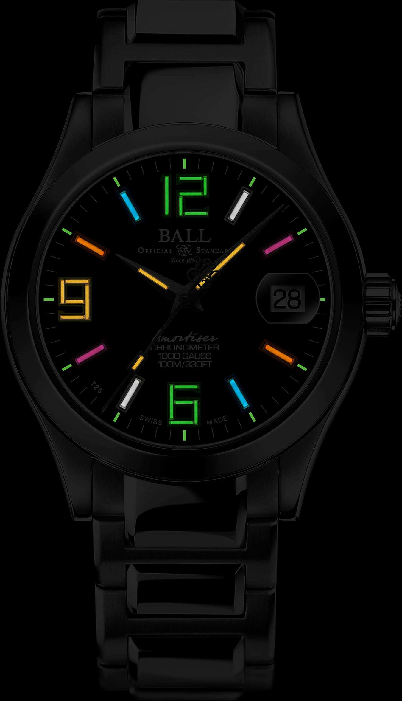 Ball NL9616C-S5CJ-BKR Engineer III Pioneer II Black Dial Rainbow Tubes ...