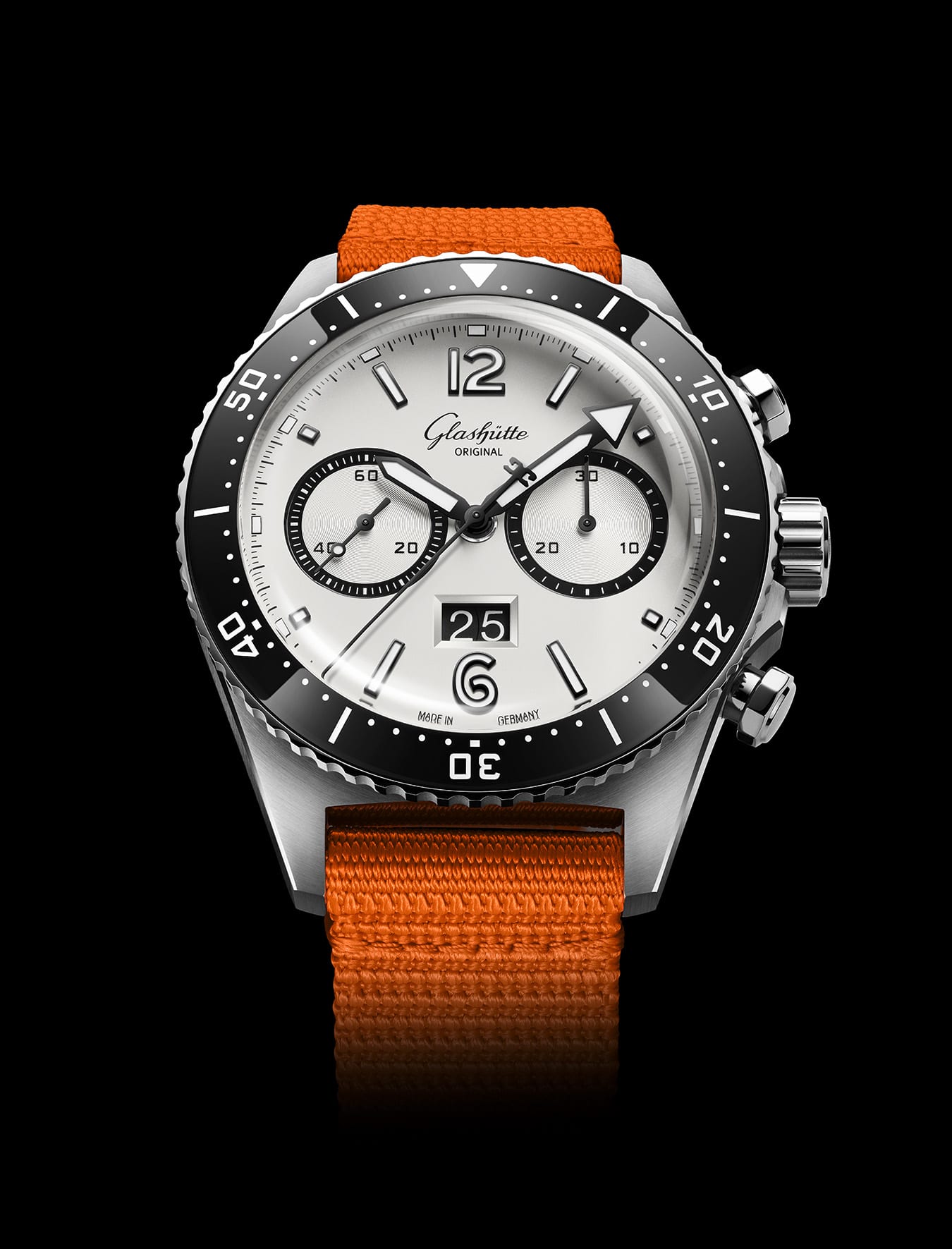 Glashütte Original SeaQ Chronograph "Panda" on Orange Canvas Strap 1-37 ...